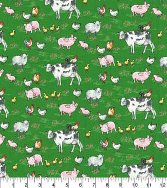 Fabric Traditions Farm Friends On Green Novelty Cotton Fabric Joann