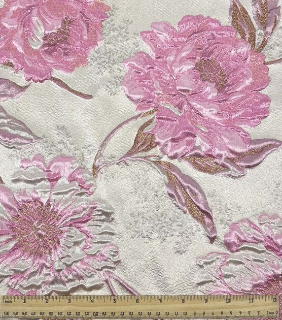 Pink Floral Metallic Jacquard Fabric Joann