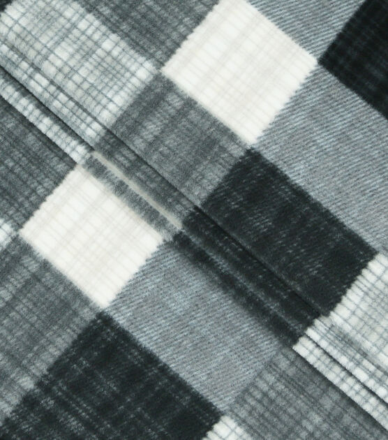 Black And Gray Sketched Plaid Anti Pill Fleece Fabric Joann