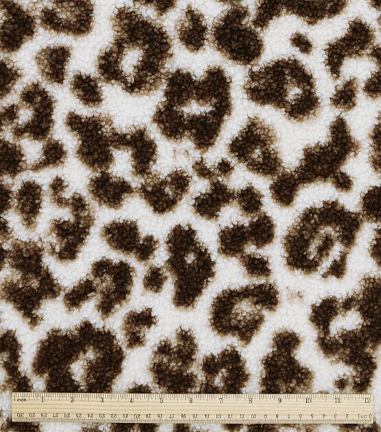 Brown Leopard Printed Teddy Fur Sherpa Fabric Joann