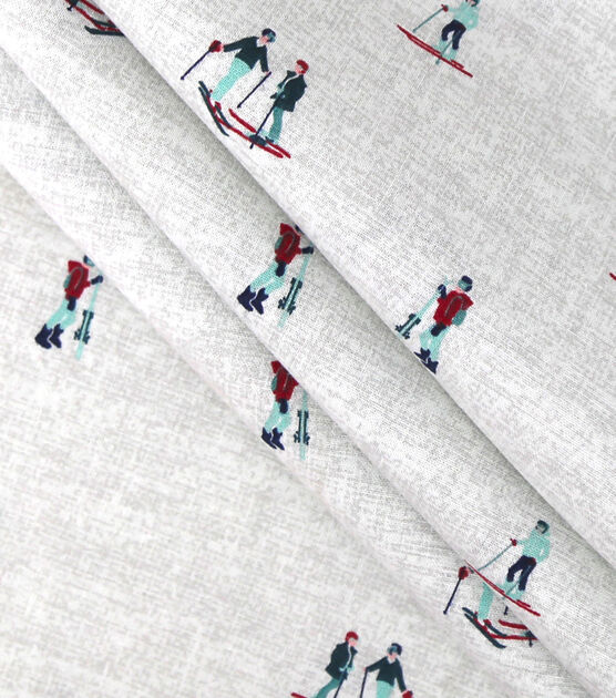 Skiers On White Novelty Cotton Fabric Joann