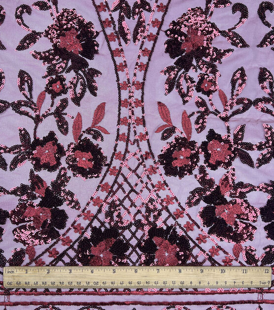 Red Floral Sequin Deco Mesh Fabric Joann
