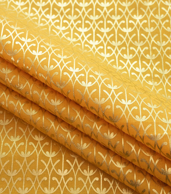 Floral Wallpaper On Yellow Quilt Foil Cotton Fabric By Keepsake Calico