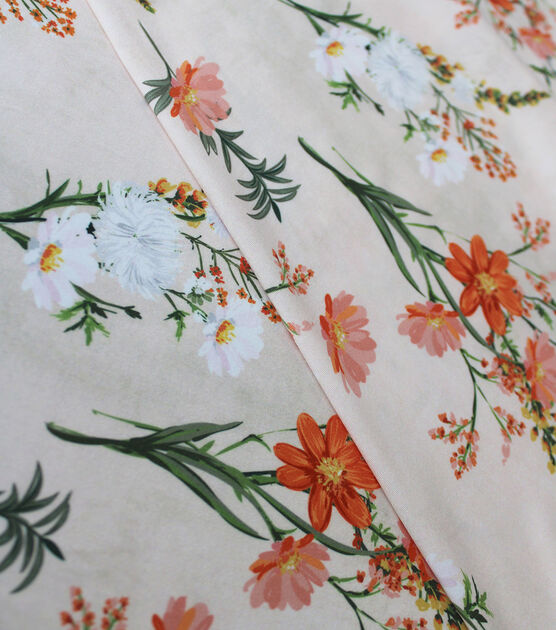 Ivory And Orange Wildflower Stems Double Brushed Jersey Knit Fabric Joann