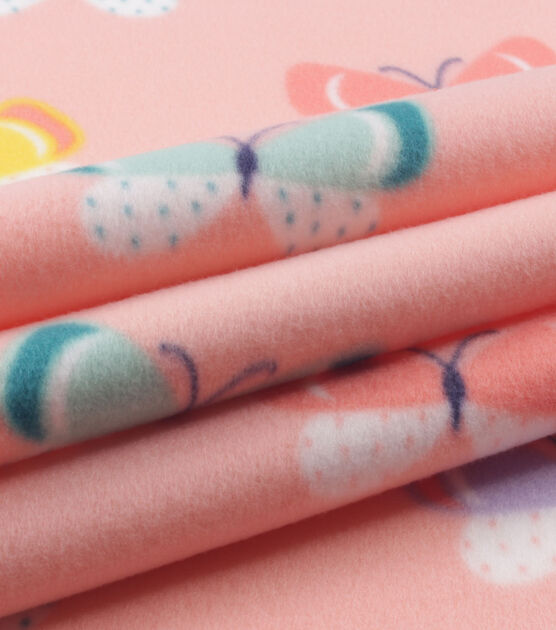 Flying Butterflies On Pink Blizzard Fleece Fabric Joann