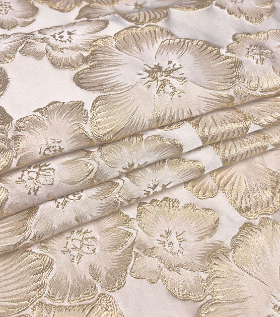 Gold Floral Embossed Jacquard Fabric Joann