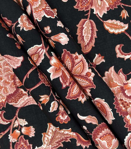 Floral Damask On Black Smocked Cotton Fabric Joann