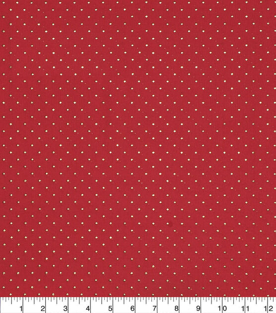 Gold Diamond Dots On Red Christmas Foil Cotton Fabric Joann