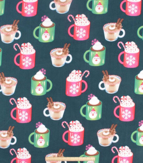 Mugs On Green Christmas Anti Pill Plush Fleece Fabric Joann