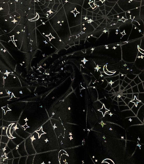Embossed Webs On Black Velvet Fabric By The Witching Hour Joann