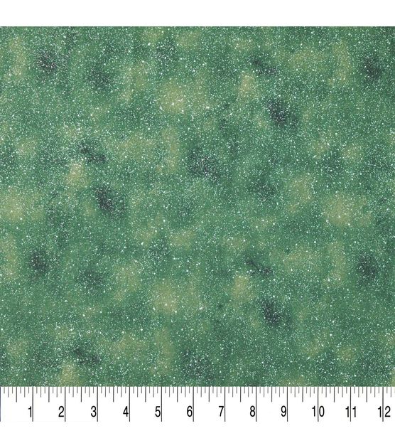 Green Sky Scene With Snow Christmas Glitter Cotton Fabric Joann