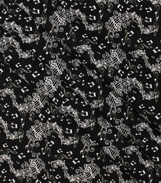 Music Notes On Black Novelty Cotton Fabric Joann