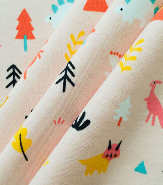 Light Pink Dinosaur Interlock Knit Fabric By Pop Joann