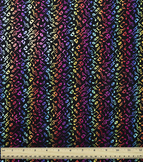 Multicolor Bright Music Notes Novelty Foil Cotton Fabric Joann