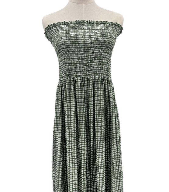 Green Plaid Smocked Rayon Challis Fabric Joann