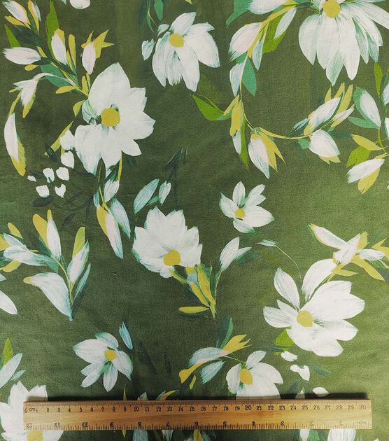 Abstract Floral On Dark Green Double Brush Jersey Knit Fabric Joann