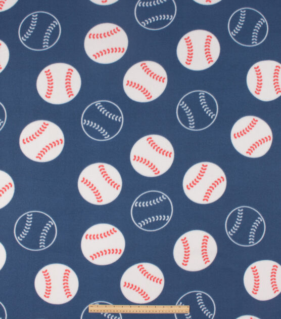 48 Wide Baseball On Blue No Sew Fleece Blanket By Happy Value Joann