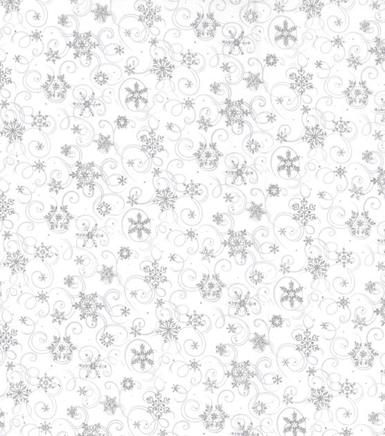 Fabric Traditions Snowflakes On White Christmas Glitter Cotton Fabric