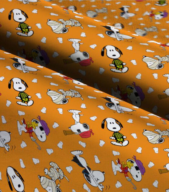 Peanuts Snoopy Ghost On Orange Halloween Cotton Fabric Joann