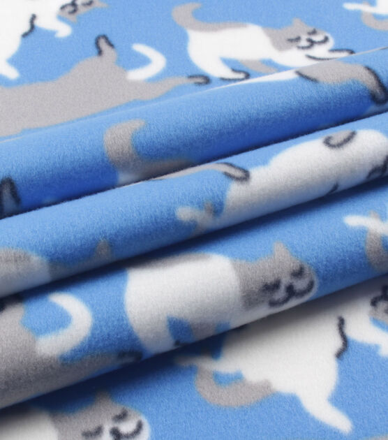 Cats On Blue Blizzard Fleece Fabric Joann