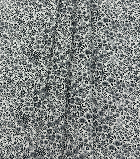 Fabric Traditions Black Floral On White Cotton Fabric By Keepsake