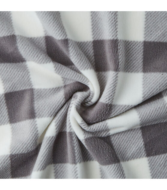 Eddie Bauer White And Gray Buffalo Checks Anti Pill Fleece Fabric Joann