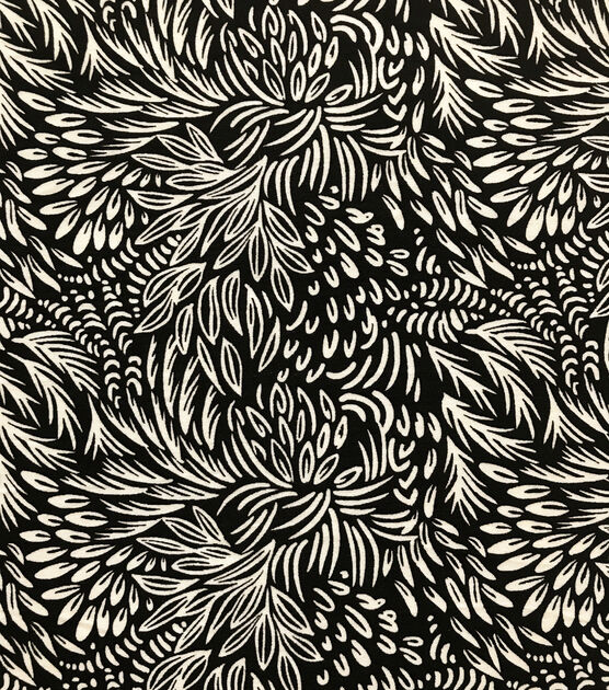 Black Leaves Jersey Knit Fabric Joann