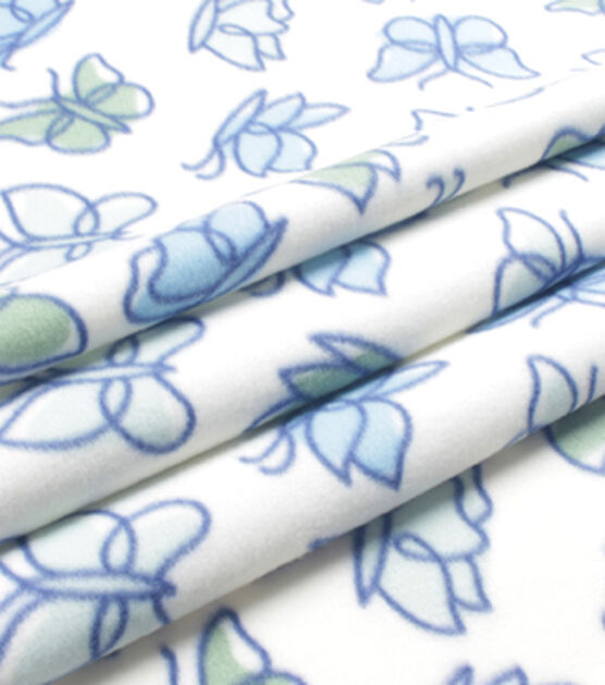 Sketched Blue Butterflies Blizzard Fleece Fabric Joann