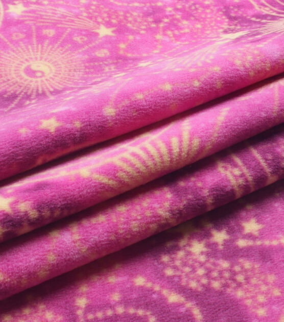 Celestial Zodiac On Pink Anti Pill Fleece Fabric Joann