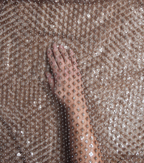 Floral Beads Gold Mesh Fabric Joann