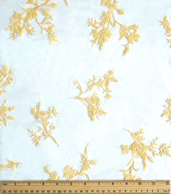 Yellow And White Embroidered Floral Mesh Fabric Joann