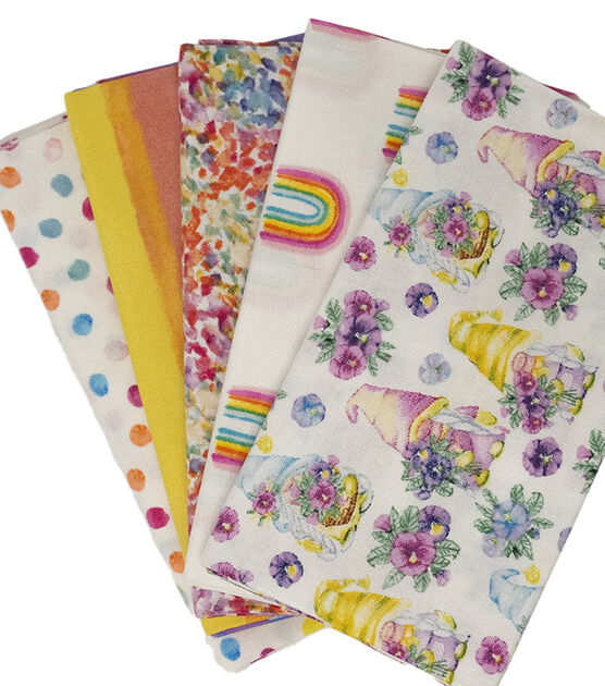 Singer 18 X 21 Pastel Floral Quarter Cotton Fabric Quarter Bundle 5pc