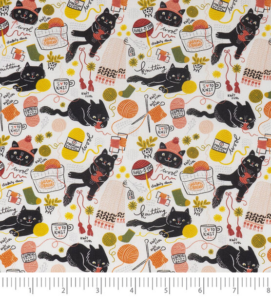 Singer 18 X 21 Knitting Kittens Cotton Fabric Quarter Bundle 5pc Joann