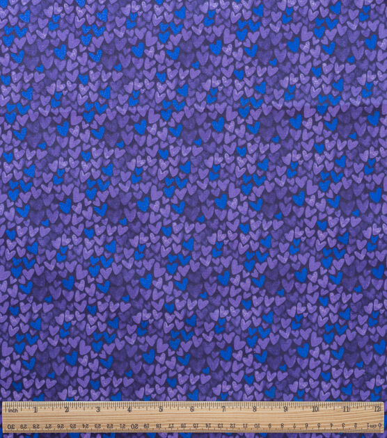 Packed Hearts Purple Foil Quilt Cotton Fabric By Keepsake Calico
