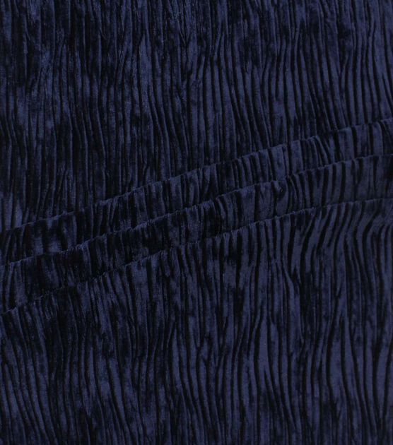 Navy Stretch Pleated Velvet Fabric Joann