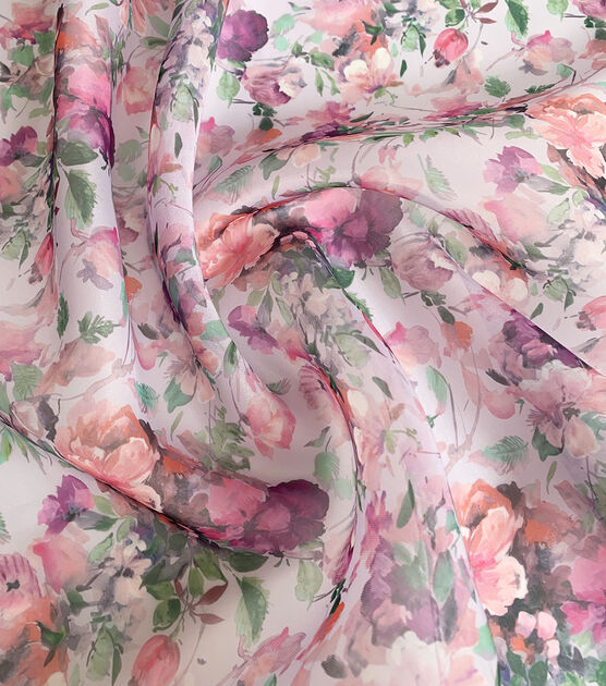 Pink Bouquet Floral Print Organza Fabric By Sew Sweet Joann