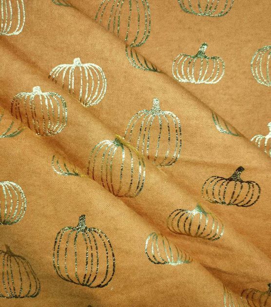 Pumpkins On Orange Fall Foil Flannel Fabric Joann