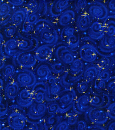 Star Print Midnight Blue Premium Cotton Fabric 44