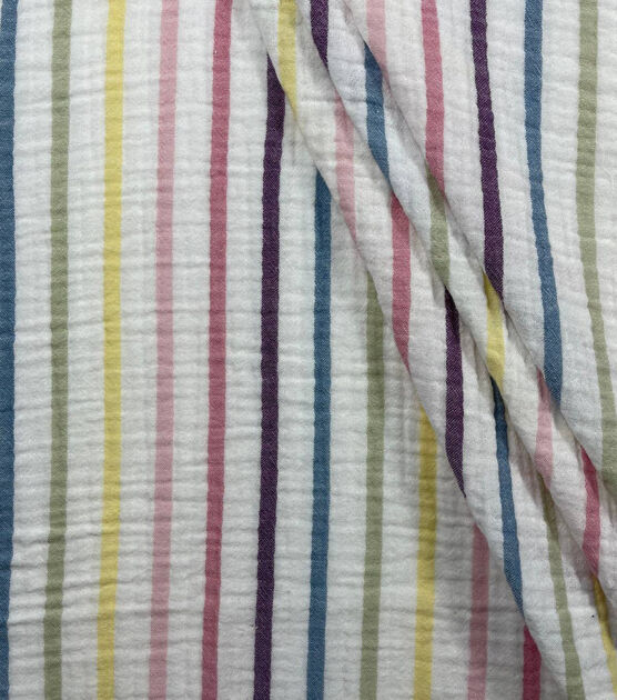 Simple Life White Rainbow Stripe Bubble Gauze Joann