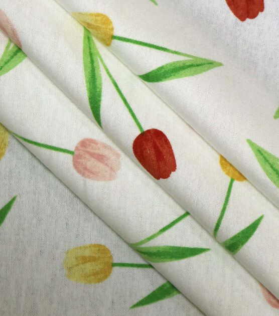 Tulips On White Super Snuggle Flannel Fabric Joann
