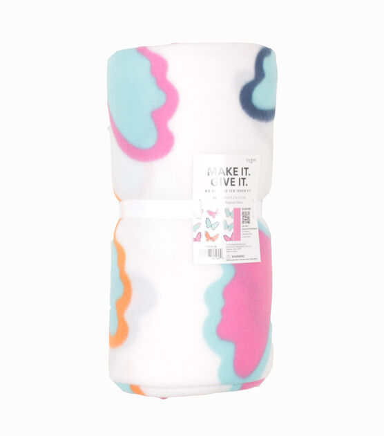 48 Wide Butterfly Teal And Pink No Sew Fleece Blanket By Happy Value Joann