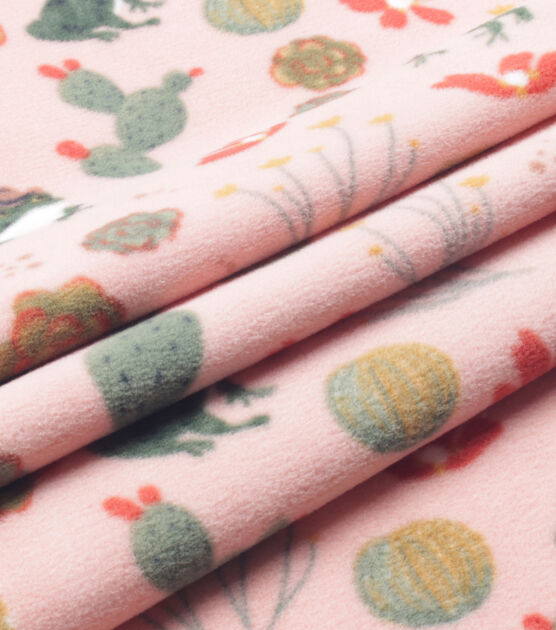 Frogs And Cacti On Pink Anti Pill Fleece Fabric Joann