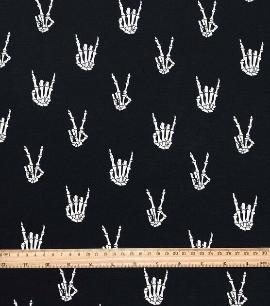Skeleton Hands On Black Halloween Jersey Knit Fabric By Pop Joann