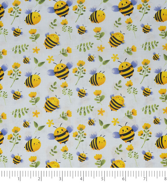 Yellow Happy Bees Novelty Cotton Fabric Joann
