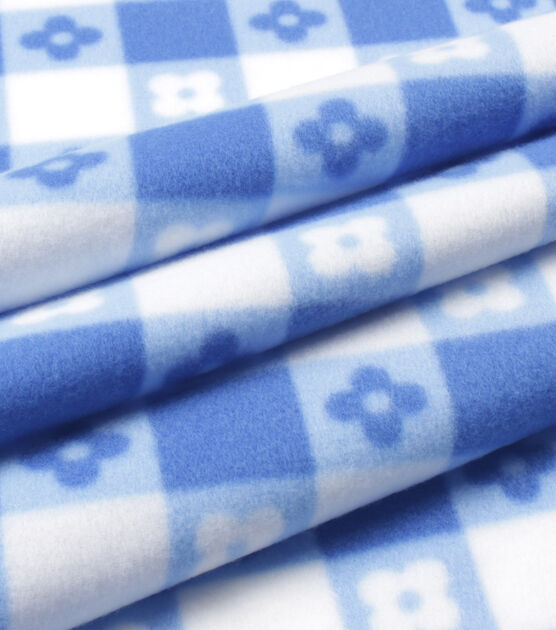 Blue Floral Gingham Blizzard Fleece Fabric Joann