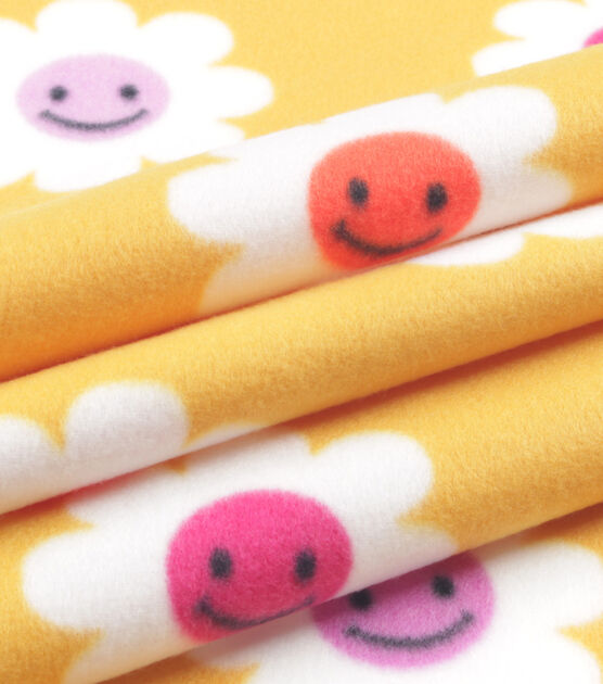 Smiley Face Flowers Blizzard Prints Fleece Fabric Joann