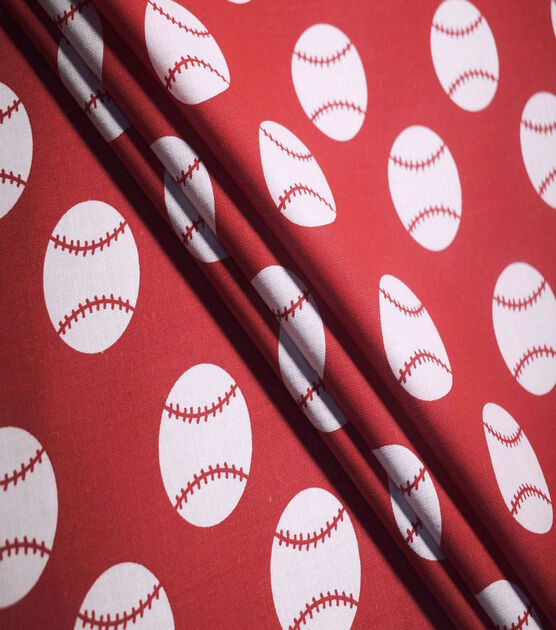 Baseballs On Red Quilt Cotton Fabric By Quilters Showcase Joann