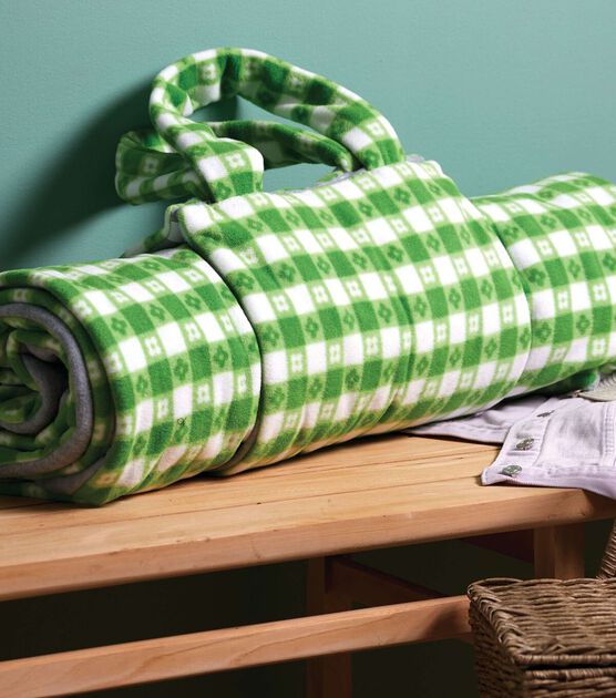 Green Floral Gingham Green Anti Pill Plush Fleece Fabric Joann
