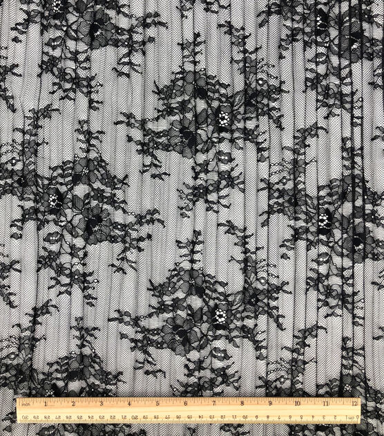 Black Pleated Floral Lace Fabric By Casa Collection Joann