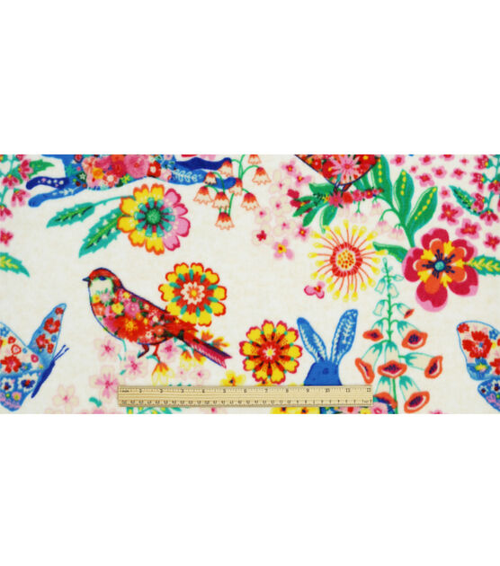 Multicolor Birds And Floral Luxe Fleece Fabric Joann